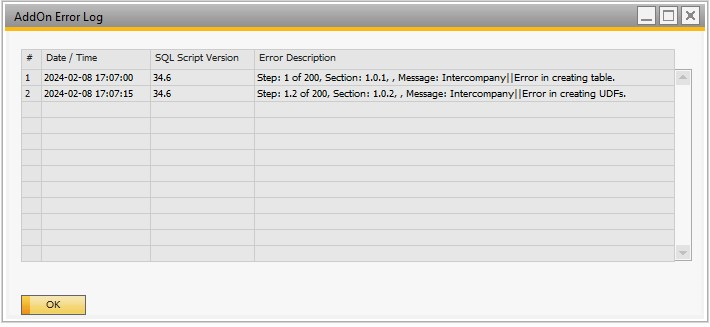 WDF 2510011 - Introduced "Addon Error Log" screen to log the addon ...